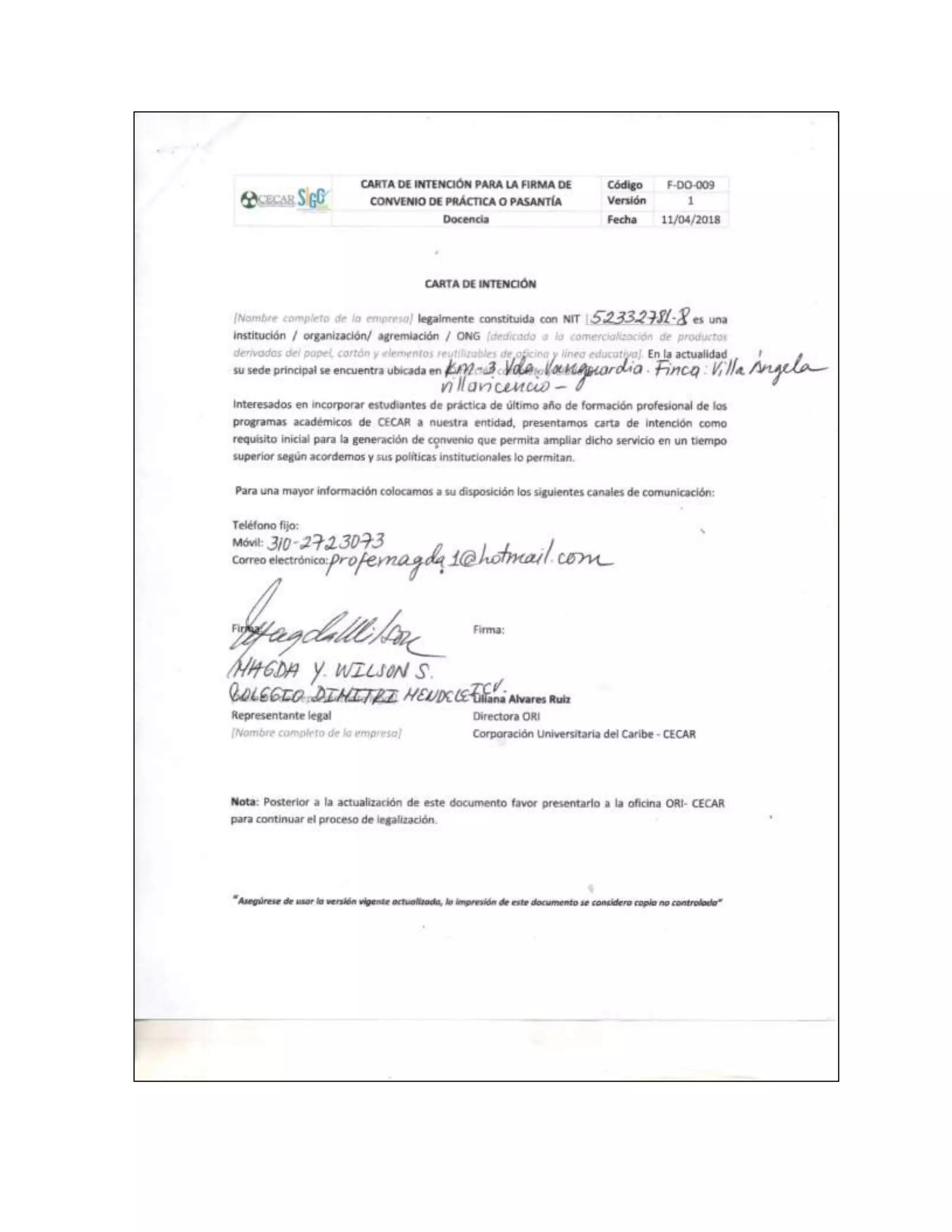 Official presented letters signed by the principal | PDF