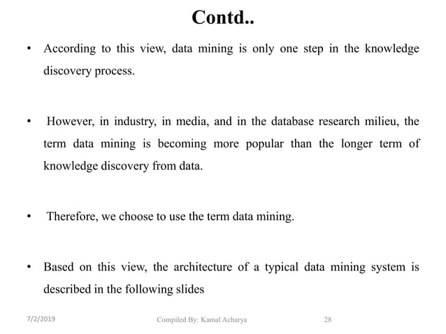 Introduction to Data Mining and Data Warehousing | PPTX | Databases | Computer Software and ...