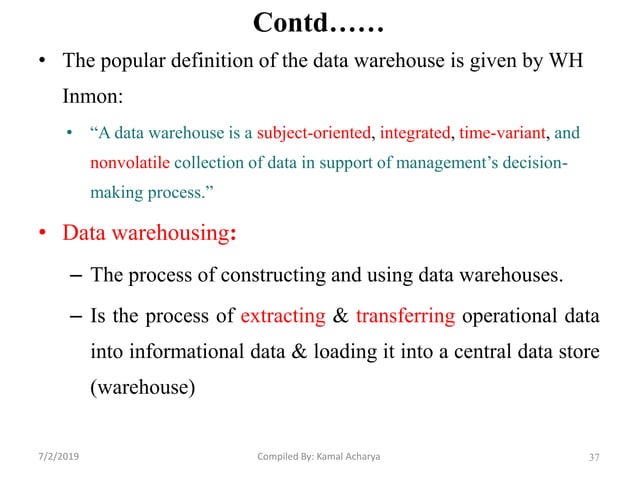 Introduction to Data Mining and Data Warehousing | PPTX | Databases | Computer Software and ...
