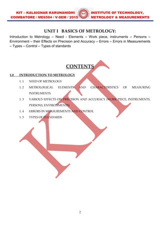Unit 1 CONCEPT OF MEASUREMENT | PDF