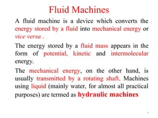 Introduction of Turbo Machines Hydraulic Turbines Introduction to Hydro ...