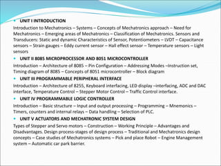 UNIT - 1- INTRODUCTION-ME6702– MECHATRONICS | PPT