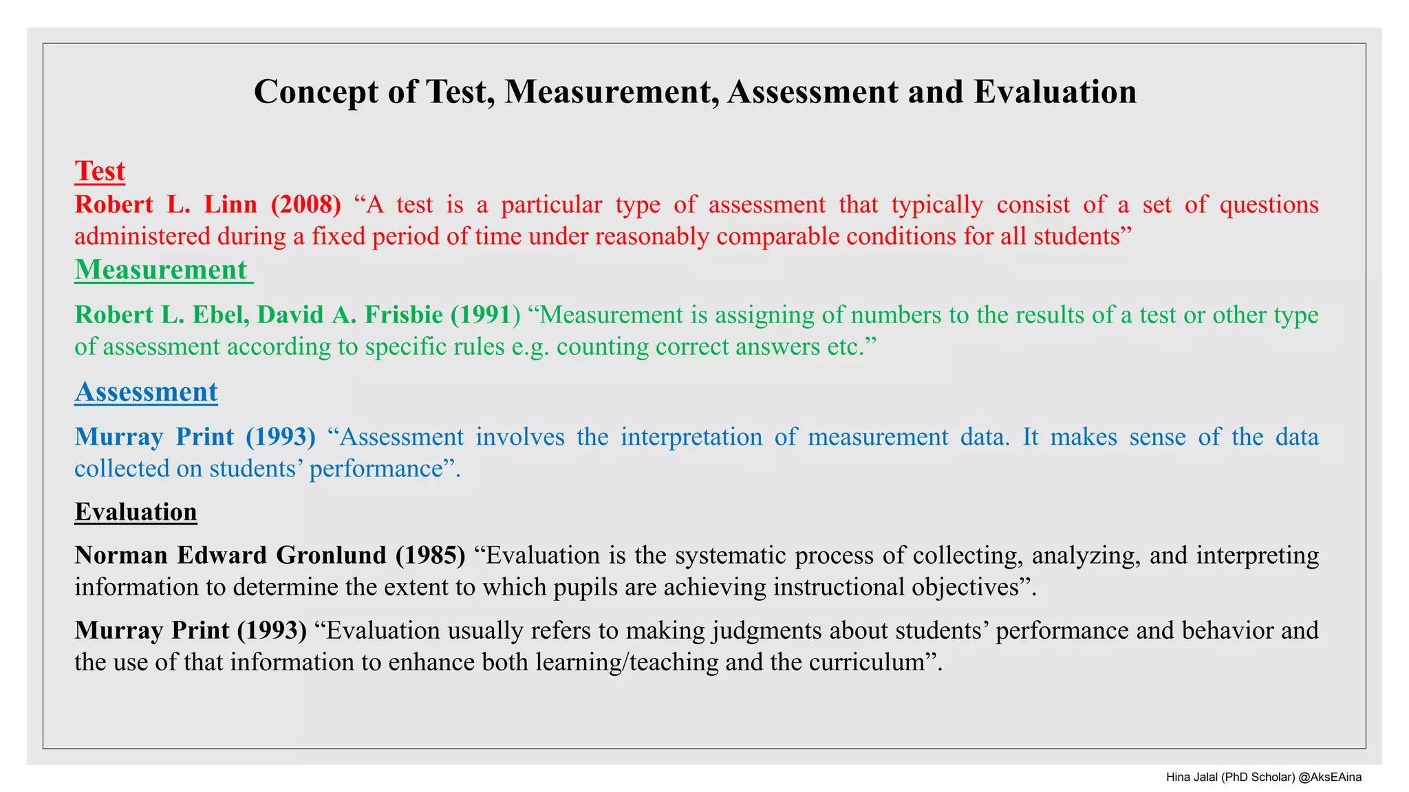 MEASUREMENT, ASSESSMENT AND EVALUATION | PPT