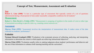 MEASUREMENT, ASSESSMENT AND EVALUATION | PPT