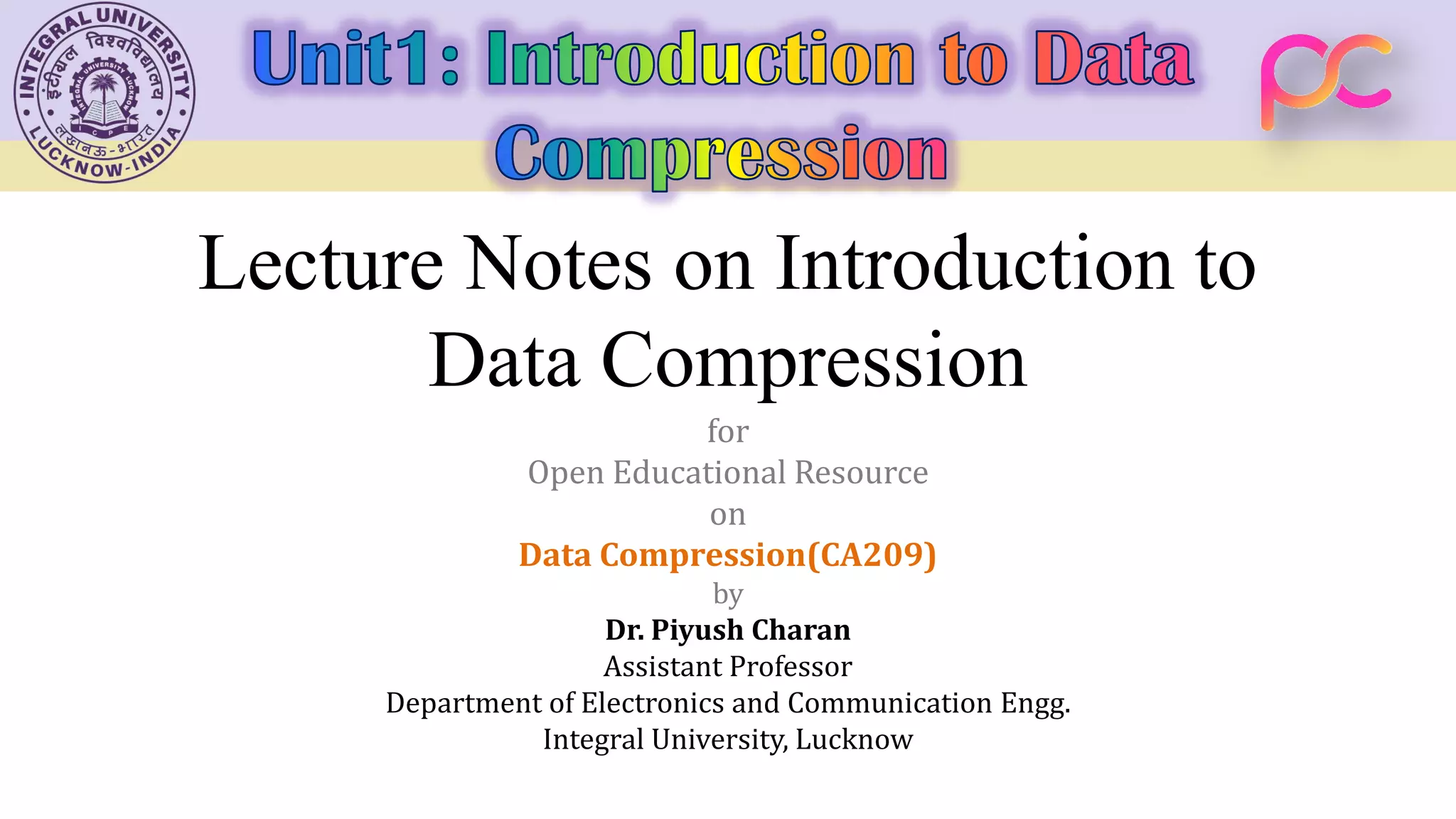 Unit 1 Introduction to Data Compression | PDF