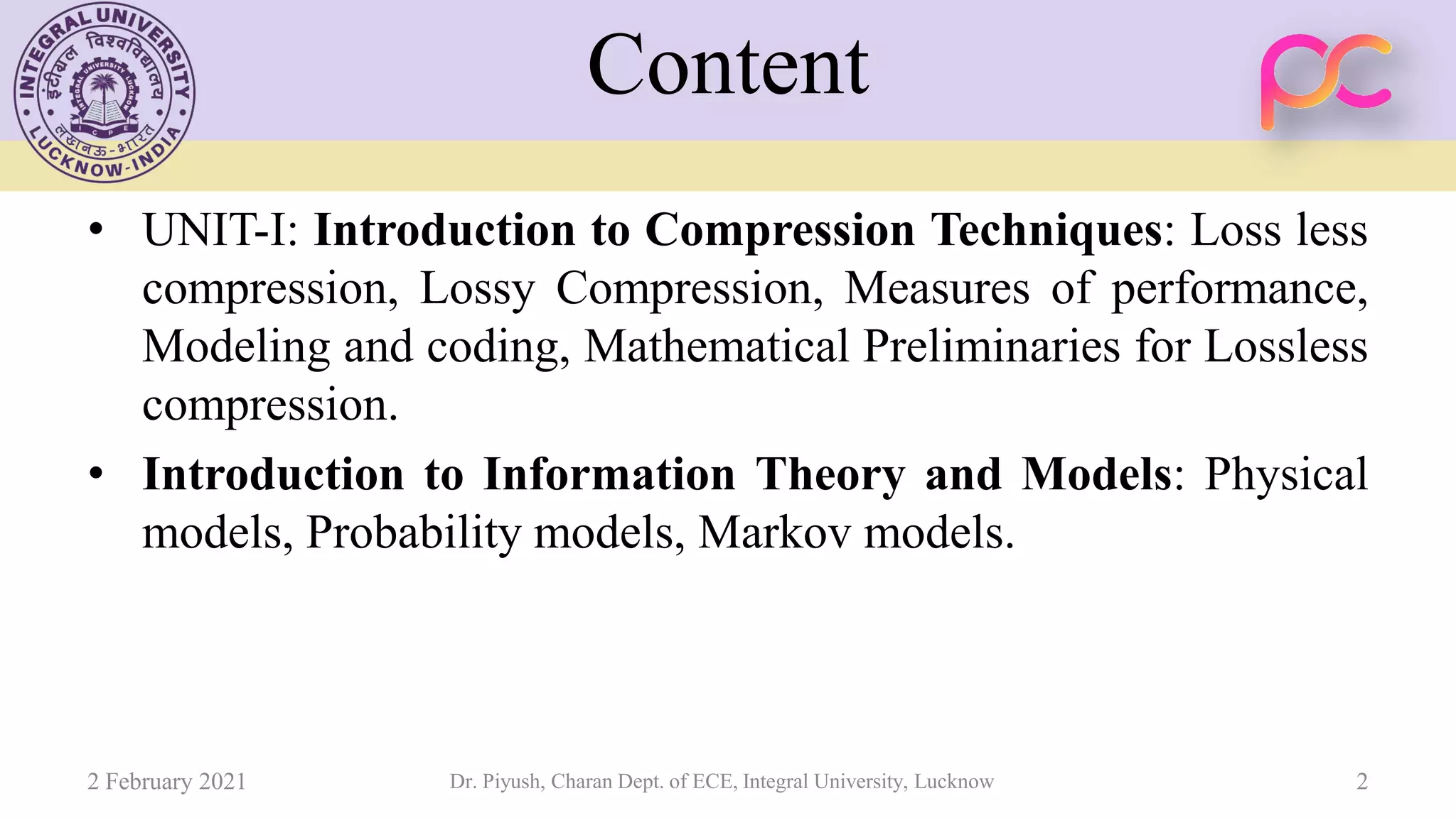 Unit 1 Introduction to Data Compression | PDF