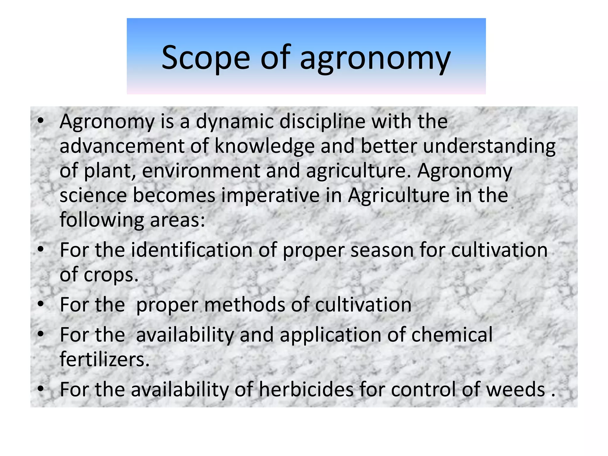 Introduction of Agronomy | PPTX
