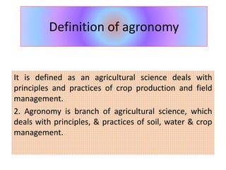 Introduction of Agronomy | PPTX