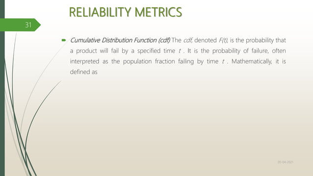 Unit 1 : Reliability Basics | PPTX