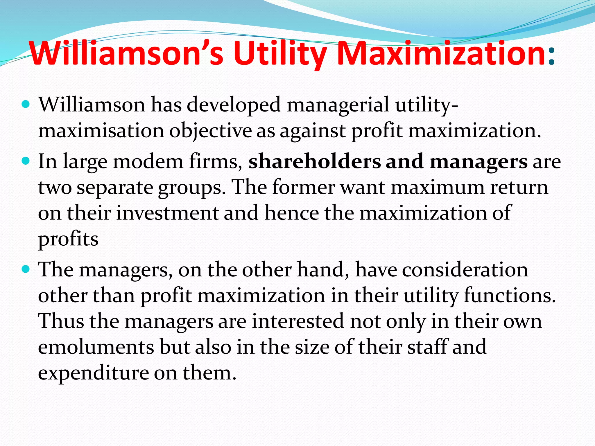 Managerial Economics- objective of firm | PPTX