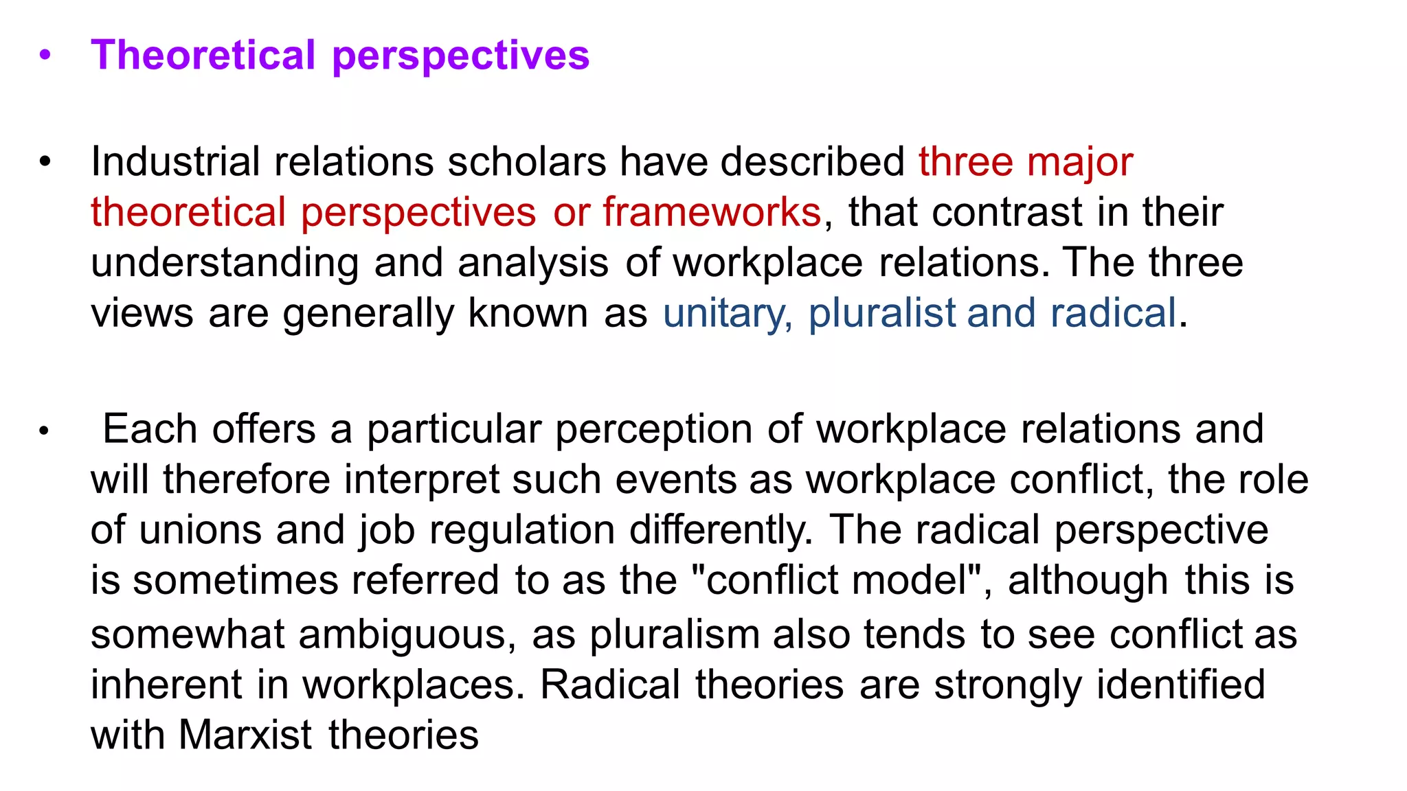 Industrial relations- Meaning, Approaches to Industrial Relations | PPTX