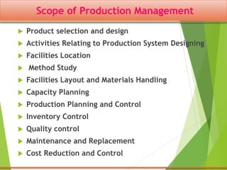 Some aspects of Production and Operations Management | PPTX