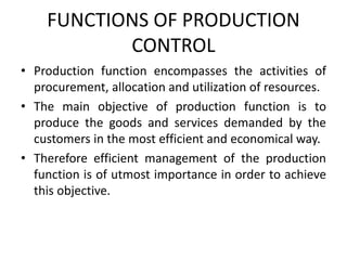 PRODUCTION PLANNING AND CONTROL-Unit 1 | PPT