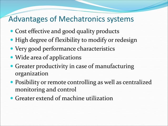 MECHATRONICS UNIT I INTRODUCTION | PPT | Technology & Computing