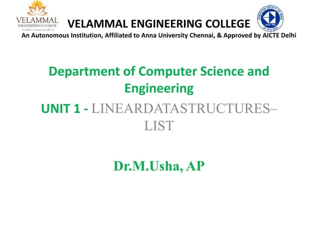 Unit 1 LINEAR DATA STRUCTURES | PPTX