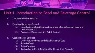 Food and BeveragE Cost Control | PPTX