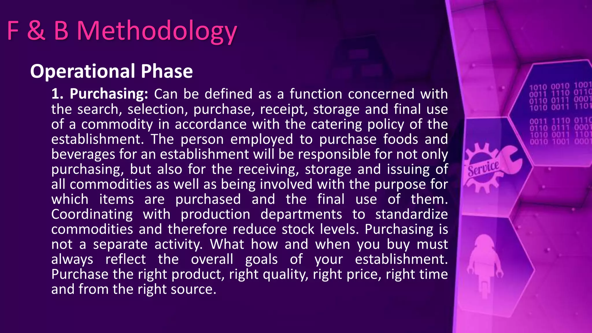 Unit 1. Introduction to Food and Beverage Control.pptx | Business Accounting & Finance | Business