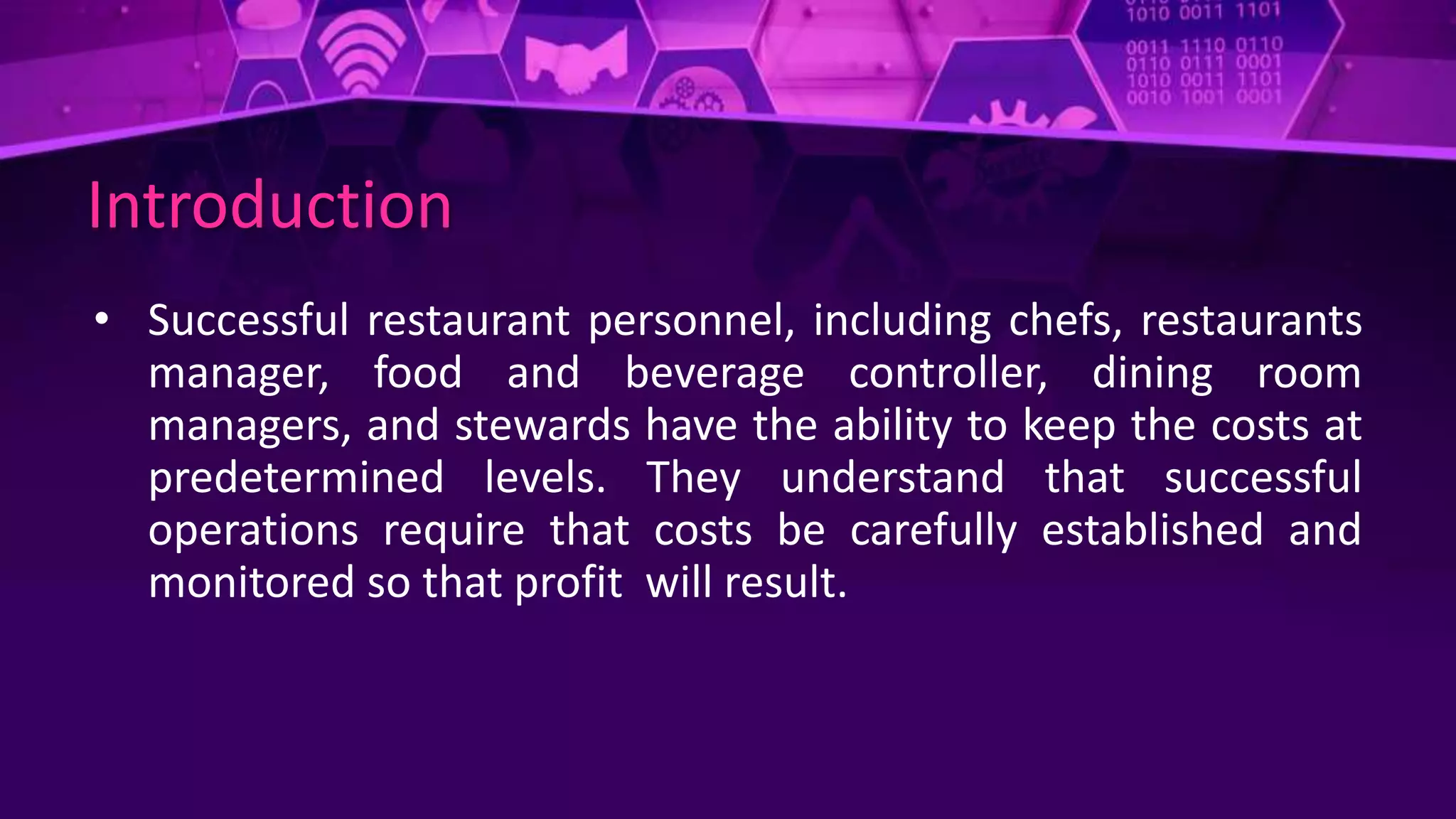 Unit 1. Introduction to Food and Beverage Control.pptx | Business Accounting & Finance | Business