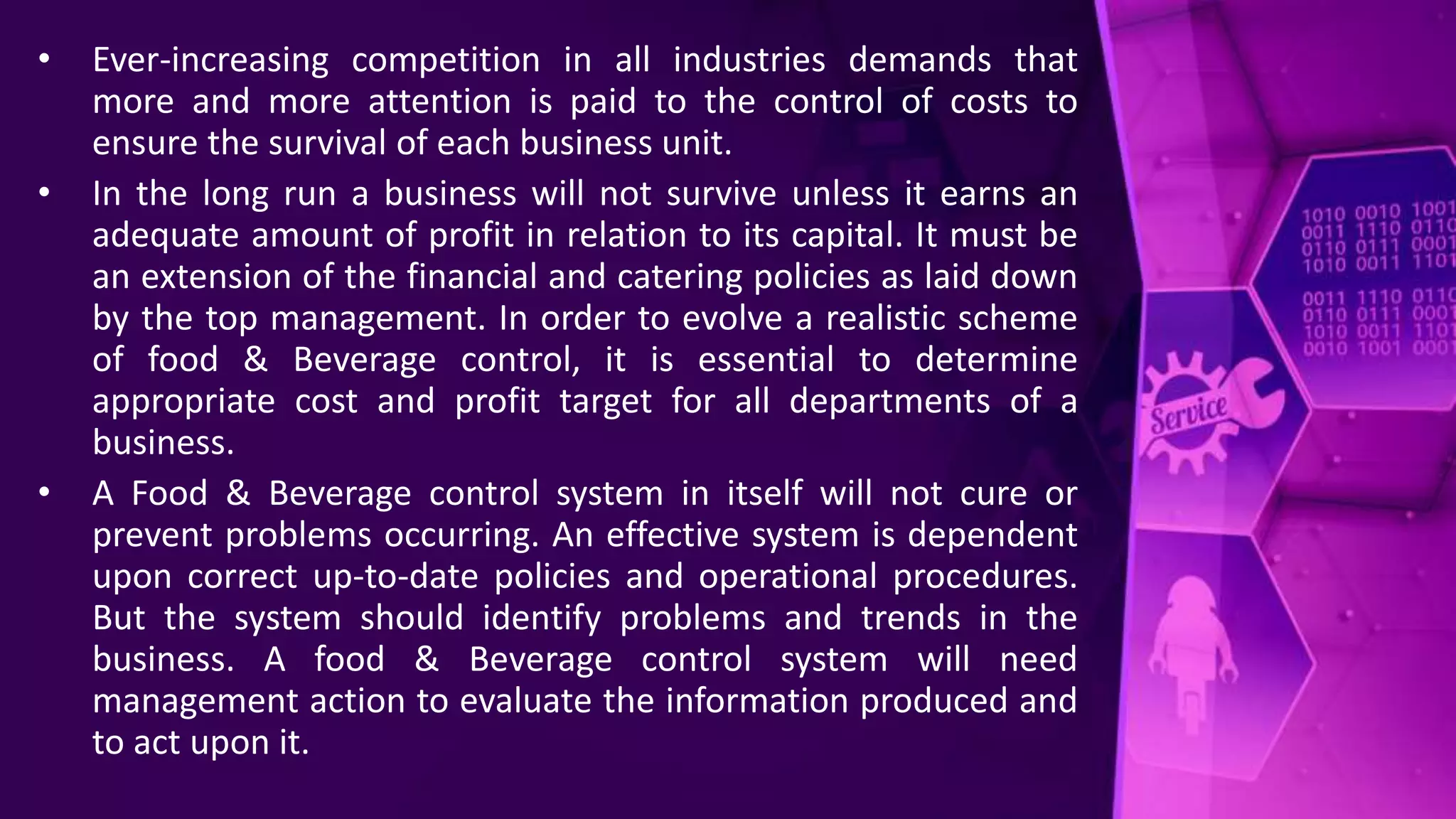 Unit 1. Introduction to Food and Beverage Control.pptx | Business Accounting & Finance | Business