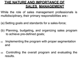 introduction to sales management | PPTX