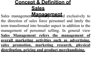 introduction to sales management | PPTX
