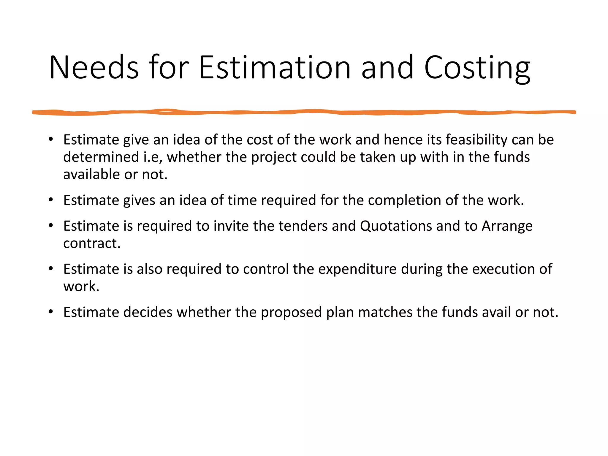 Estimation Costing and Valuation Unit 1 | PPTX