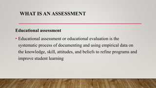 Unit 1 Introduction Of Assessment In Education Pptx