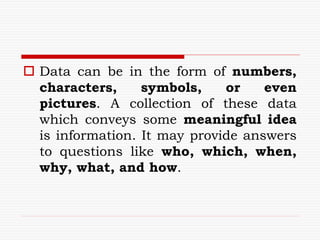 Introduction of Data and Information in IS | PPT