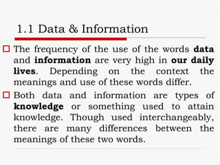 Introduction of Data and Information in IS | PPT