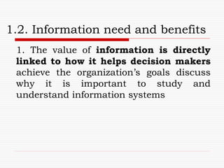 Introduction of Data and Information in IS | PPT