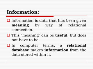 Introduction of Data and Information in IS | PPT