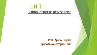 Introduction to Data science in syllabus of machine intelligence in ...