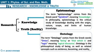 UNIT1. PHILOSOPHY OF SCIENCE - RESEARCH METHODOLOGY | PDF