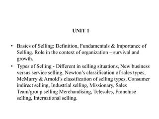 UNIT 1 Selling and negotiation skills .pptx