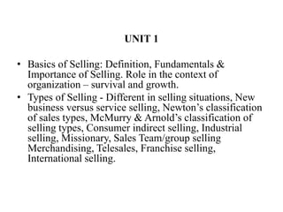 UNIT 1 Selling and negotiation skills .pptx