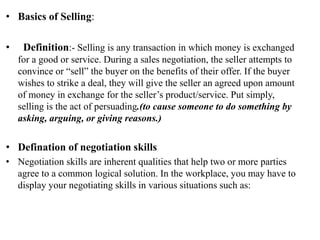 UNIT 1 Selling and negotiation skills .pptx
