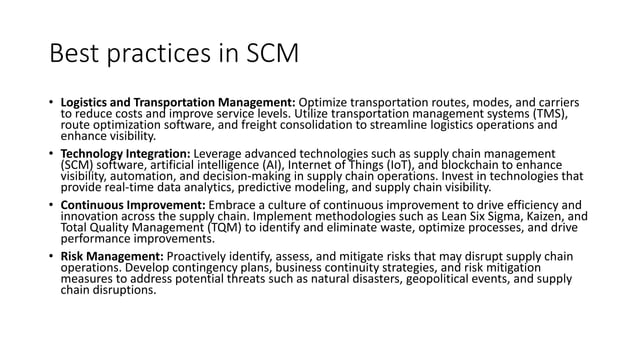 SCM, Value Chain, Objectives of SCM, Importance | PPT