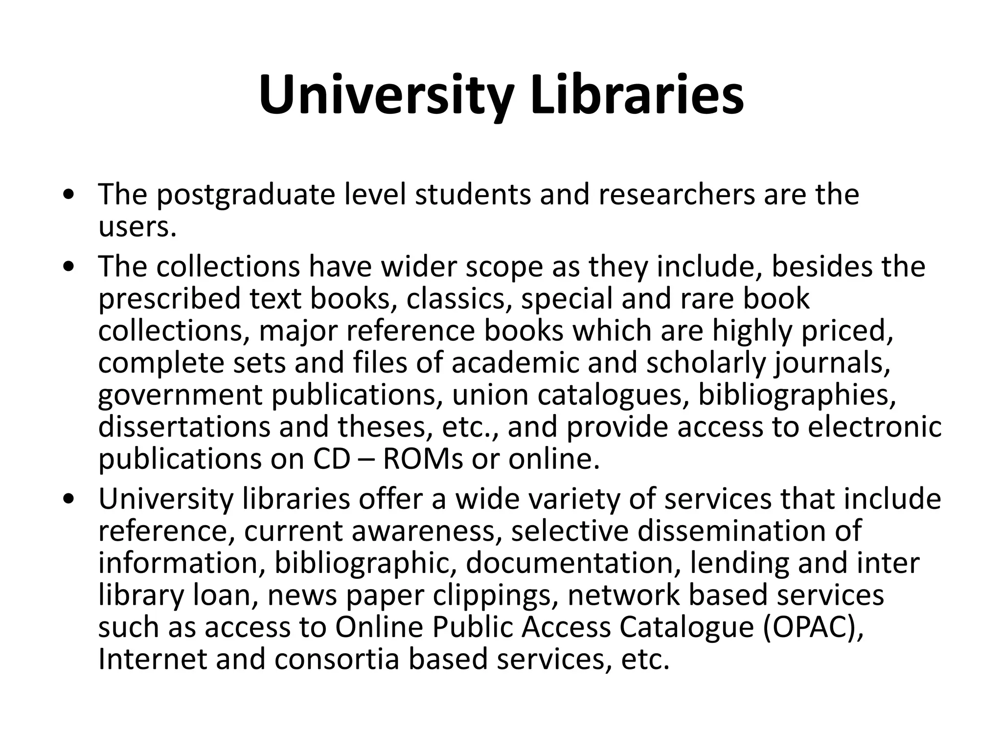 Types of Academic Library and its functions | PPT