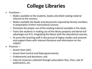 Types of Academic Library and its functions | PPT