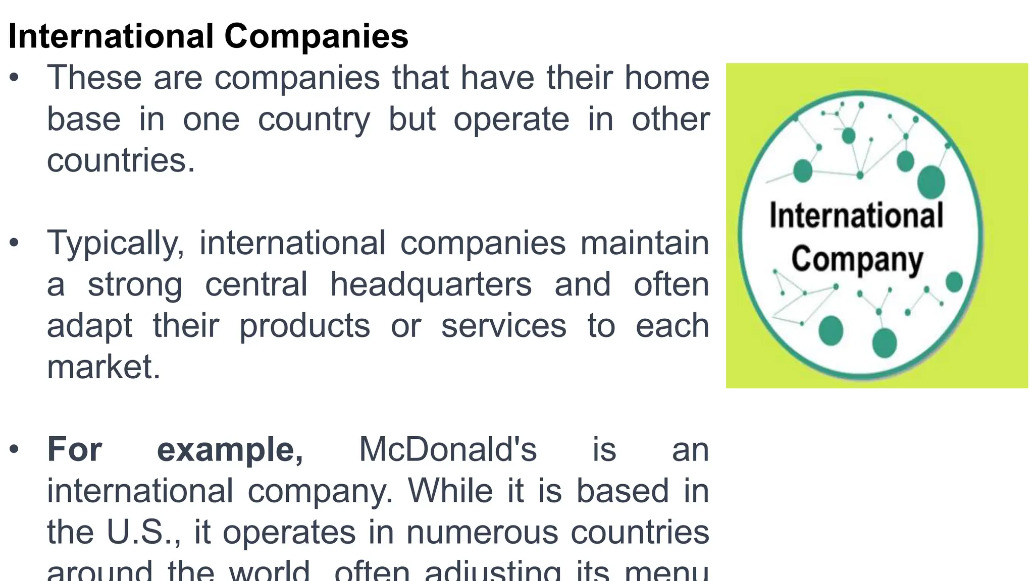 What are the differences between an international company, a global ...