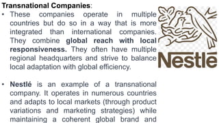 What are the differences between an international company, a global ...