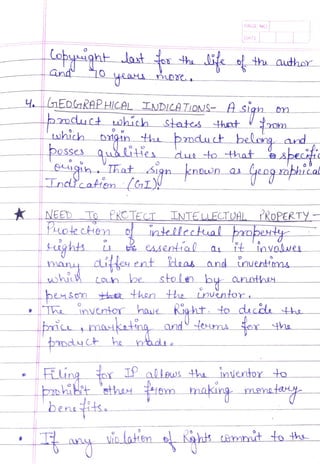 Intellectual Property Right Notes Unit 1 | PDF