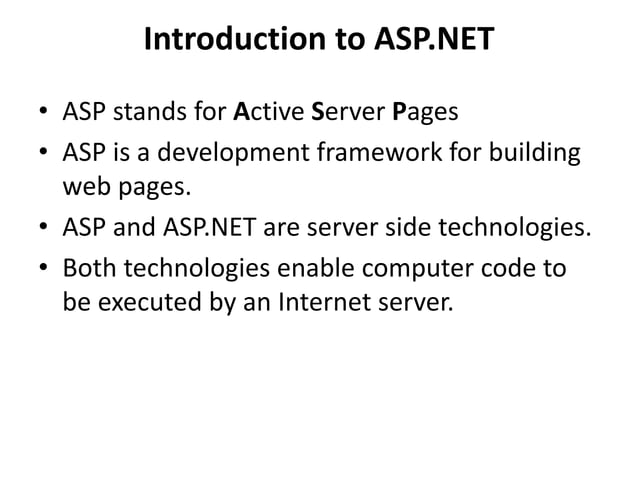 UNIT1.pptx Introduction to ASP.NET IN IMR COLLEGE JALGOAN | PPT
