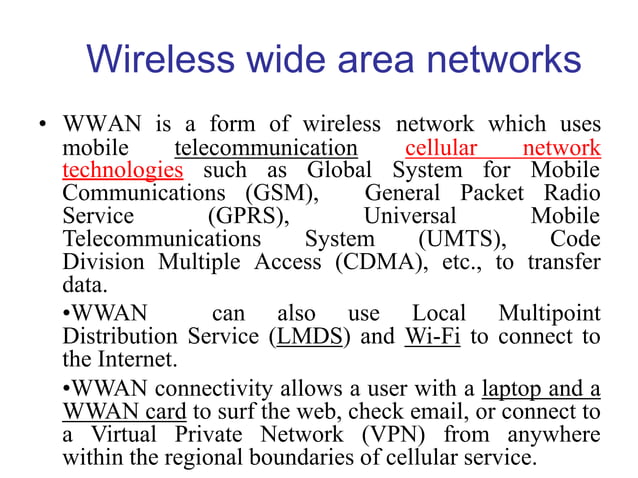 UNIT 1 wireless wide area network for wireless network | PPT