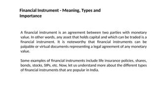 Indian finanancial system unit one notes for bba students | PPTX