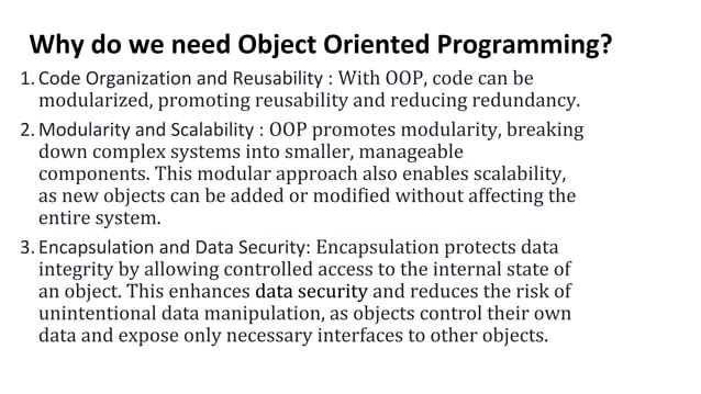 Unit1 Object Oriented Programming In Java Aiml It Sppu Ppt