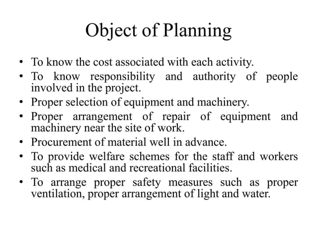 UNIT 1.pptx CONSTRUCTION PLANNING Basic concepts in the development of construction plans | PPTX
