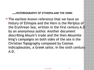Unit 1.pptx history of Ethiopia and the horn chapter 1 | PPTX