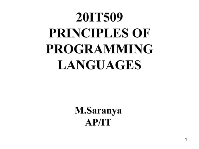 PPL unit 1 syntax and semantics- evolution of programming language lexical analysis | PPT