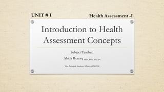 Introduction to Health Assessments of health | PPTX